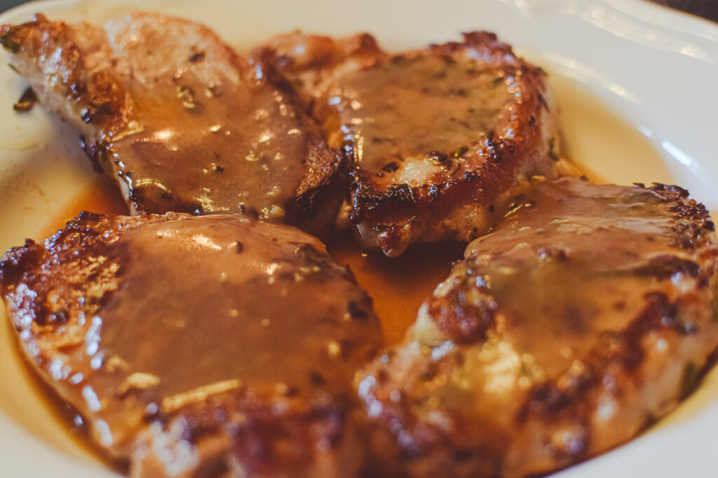 Rosemary Pork Chops with Pan Gravy - A Quaint Life