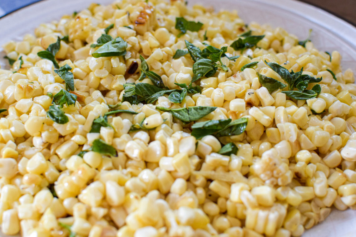 Roasted Sweet Corn with Basil - A Quaint Life summer eating