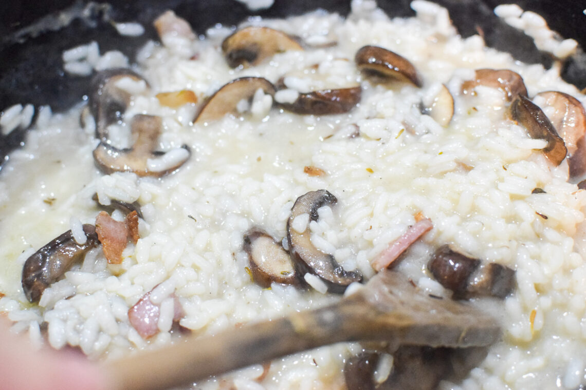 One Pot Bacon and Mushroom Risotto - A Quaint Life
