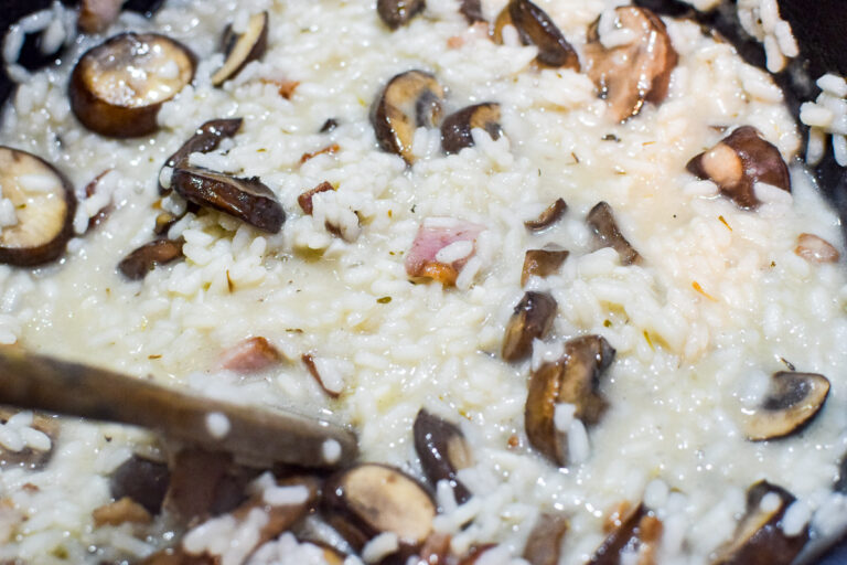 One Pot Bacon and Mushroom Risotto - A Quaint Life